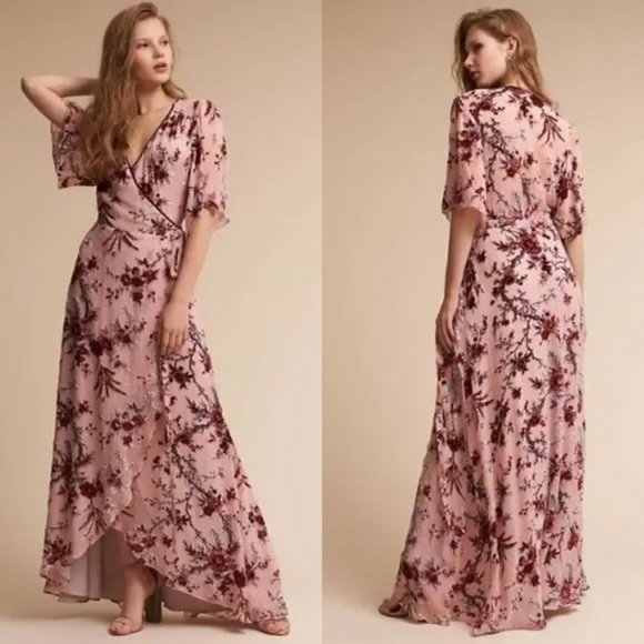 Watters | Dresses | Watters Blush Pink Silk Velvet Floral Burnout Sheer ...